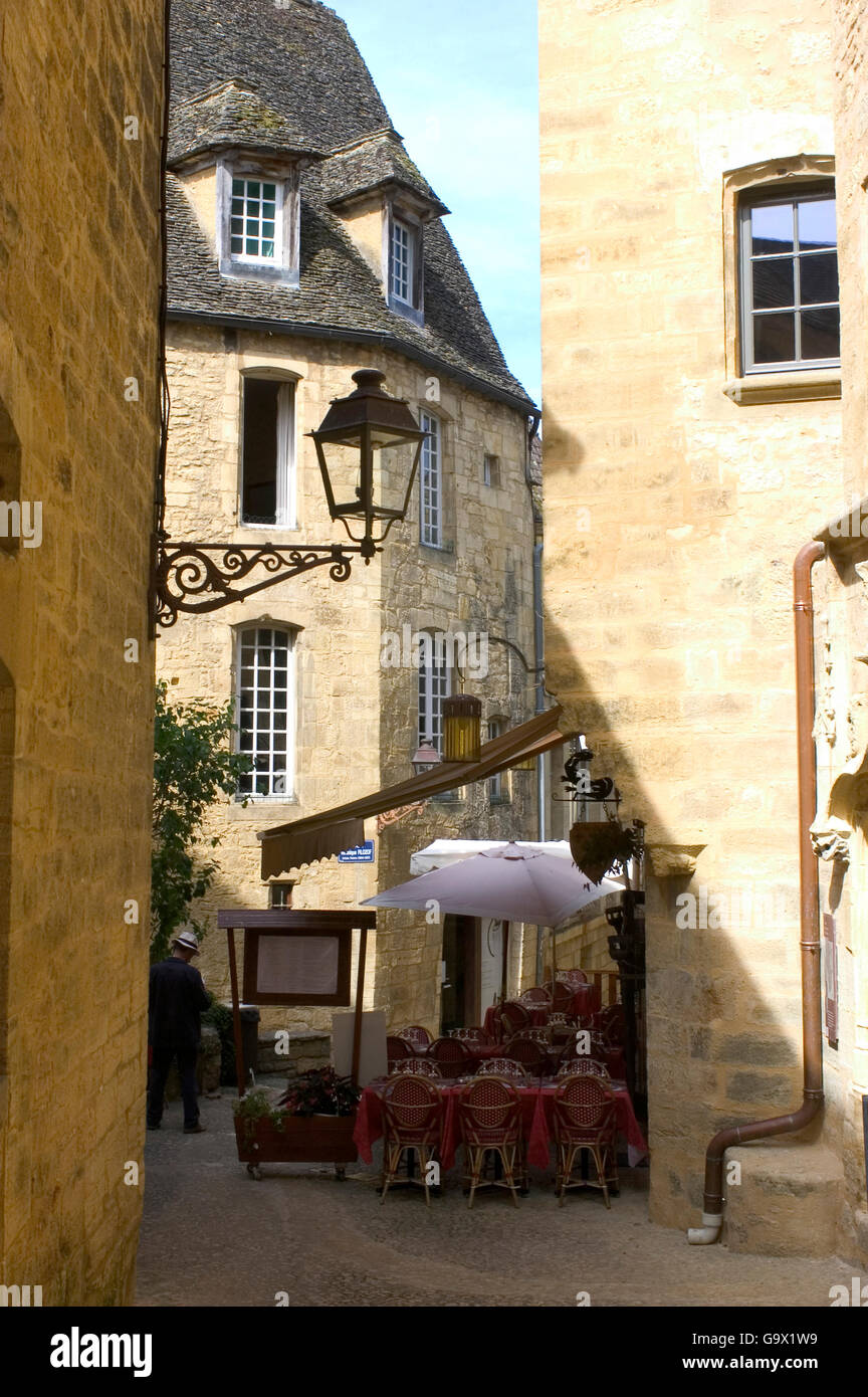 Medieval architecture in stone of the town of Sarlat in the French ...