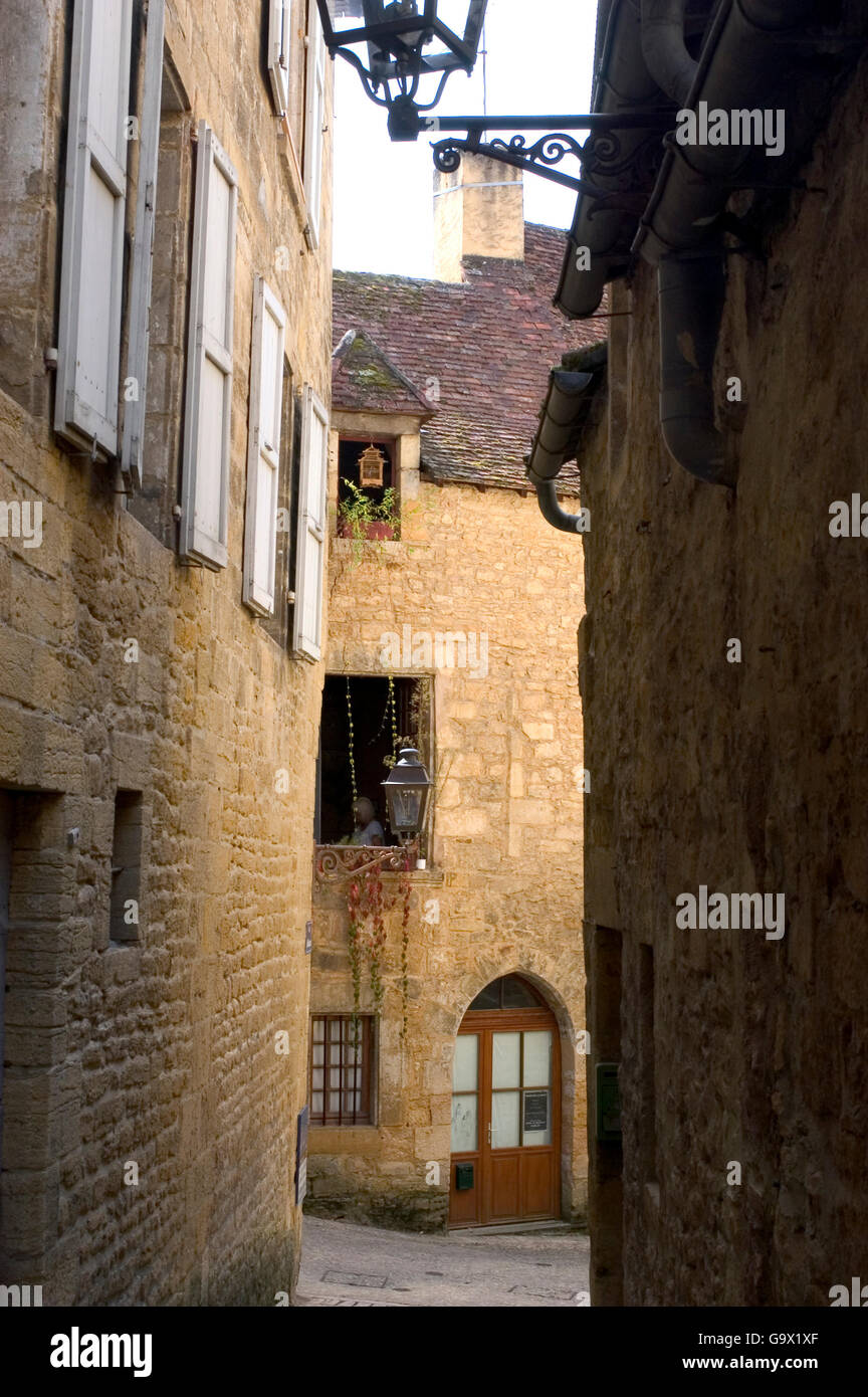 Medieval architecture in stone of the town of Sarlat in the French ...