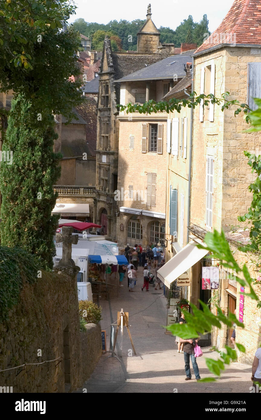 Medieval architecture in stone of the town of Sarlat in the French ...