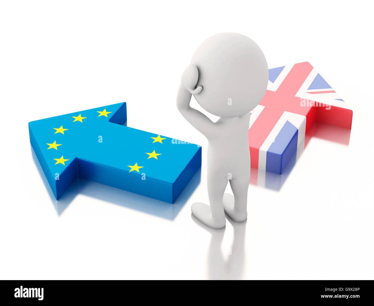 3d renderer illustration. Arrows with Great Britain and European Union ...