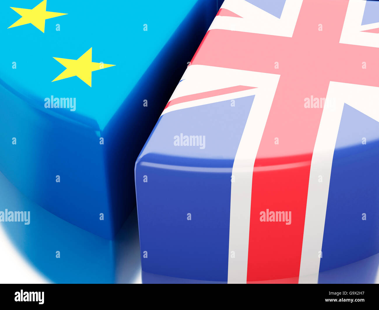 3d renderer illustration. Great Britain and European Union flag. Chart ...
