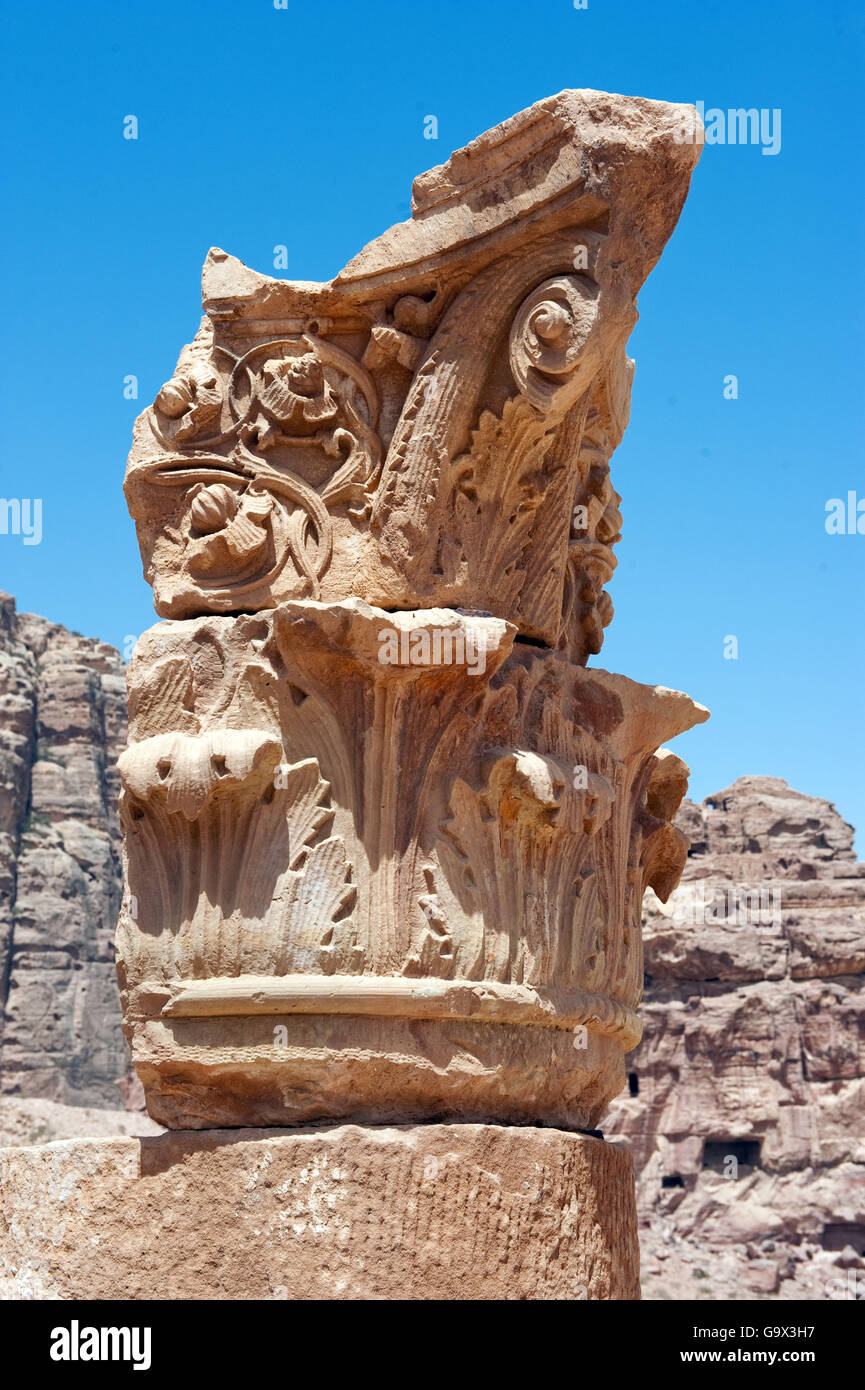 corinthian column fragment, Great Temple, Petra Archaeological Park ...