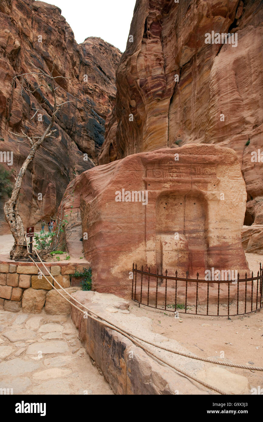 Nabataean baetyl, monument in the Siq, canyon, Petra Archaeological ...
