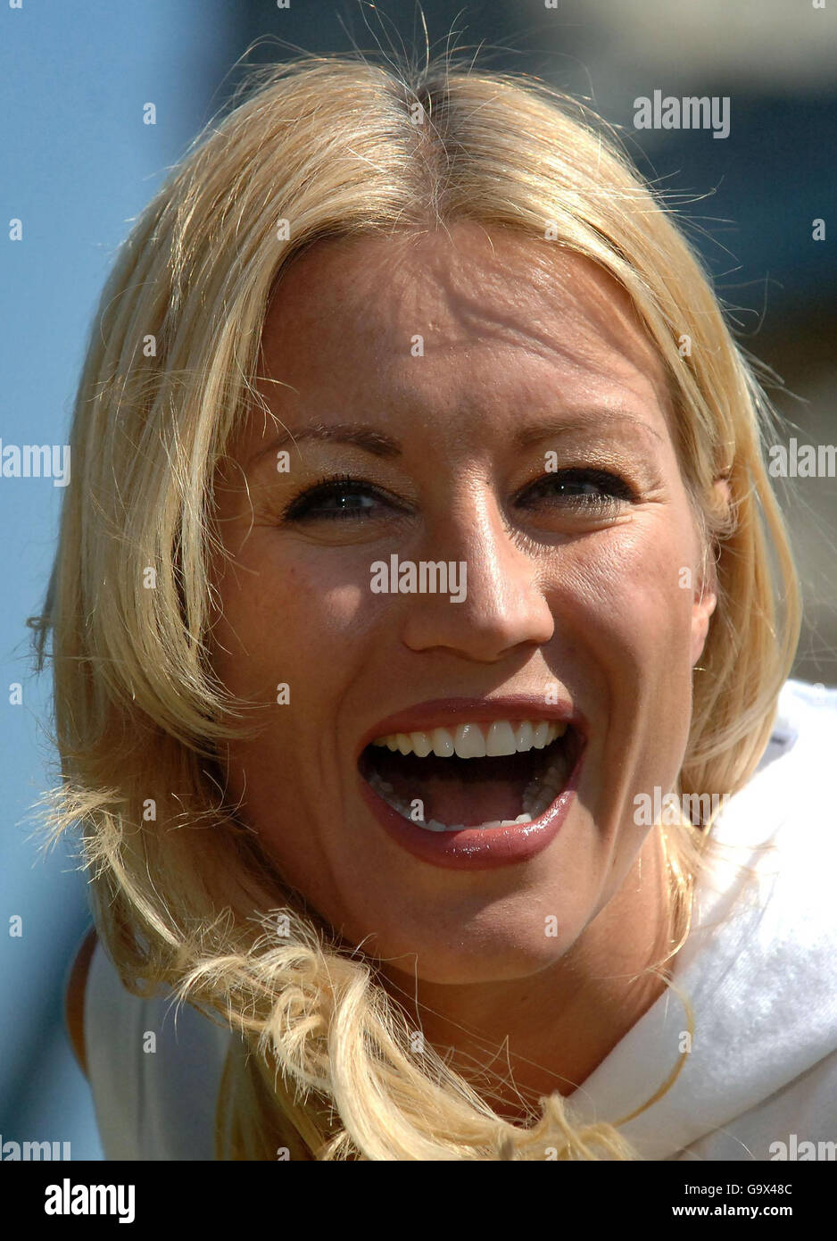 Television personality Denise van Outen poses in front of Tower Bridge ...