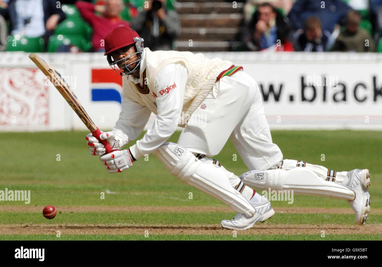 West Indies' Runako Morton hitting out against Somerset during the ...