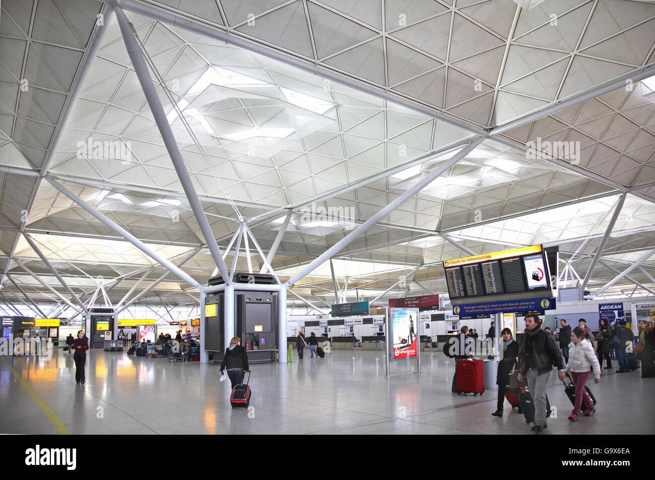 Interior of the main terminal Building at London Stanstead Airport ...