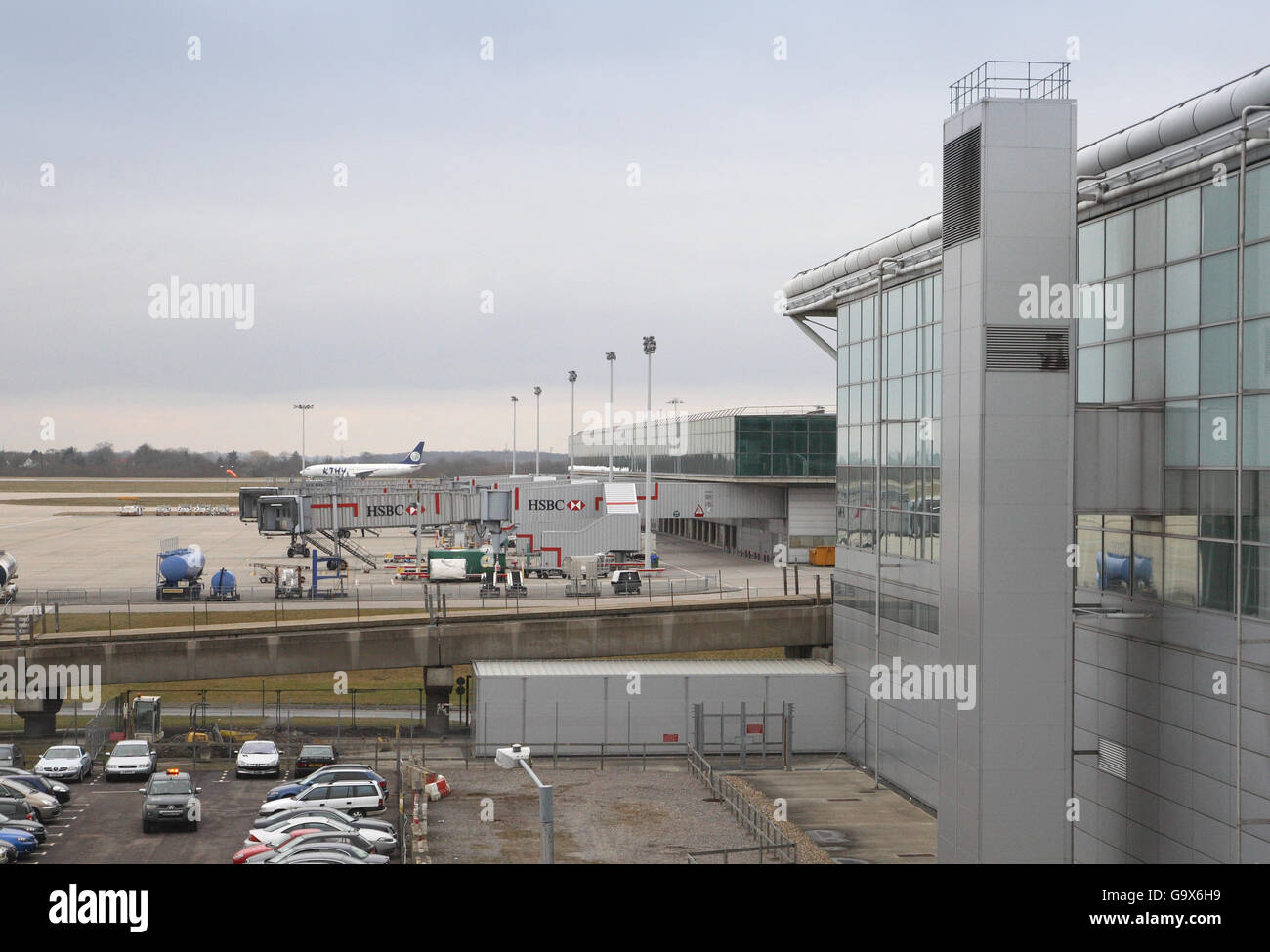 View towards airport piers from main terminal Building at London ...