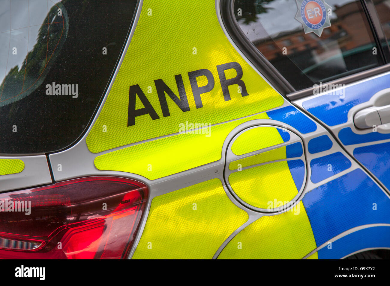 ANPR lettering on Greater Manchester police car, UK Stock Photo - Alamy