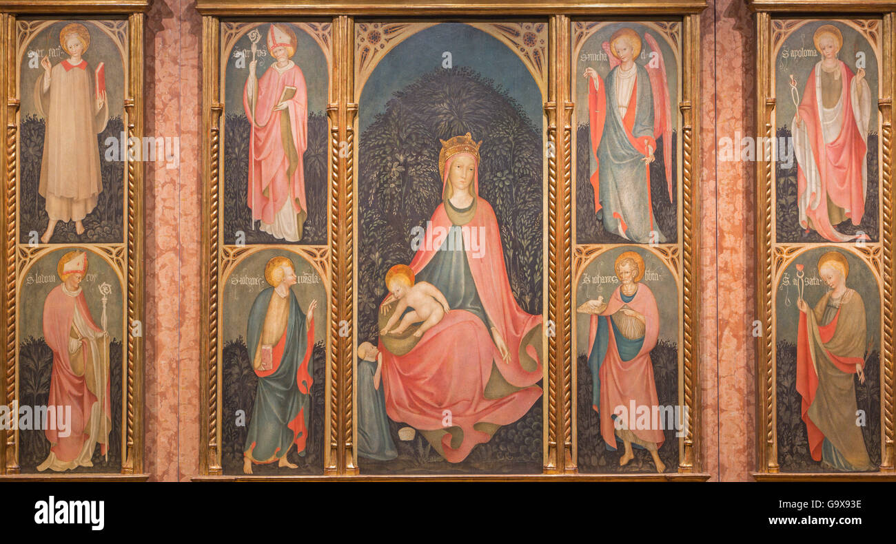 BRESCIA, ITALY, 2016: "Polittico di Maestro Paroto" Polyptych with the ...