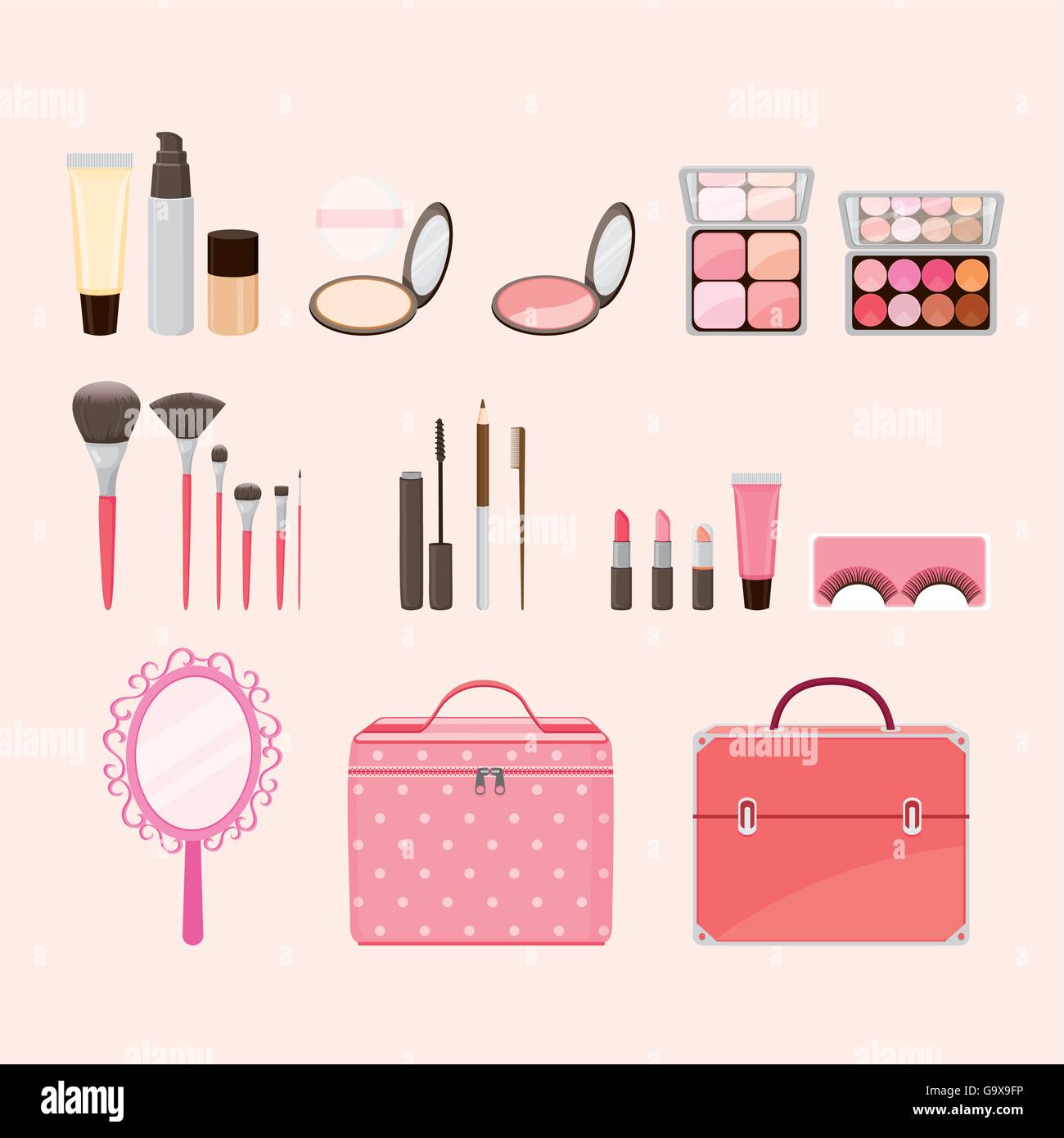 Cosmetic Equipments Set, cosmetics, accessory, tool, facial, objects ...