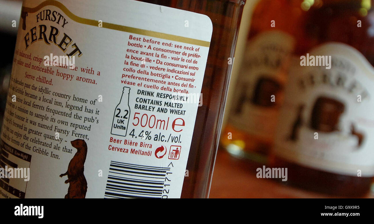 Alcoholic units information on label on bottle of beer hi-res stock ...