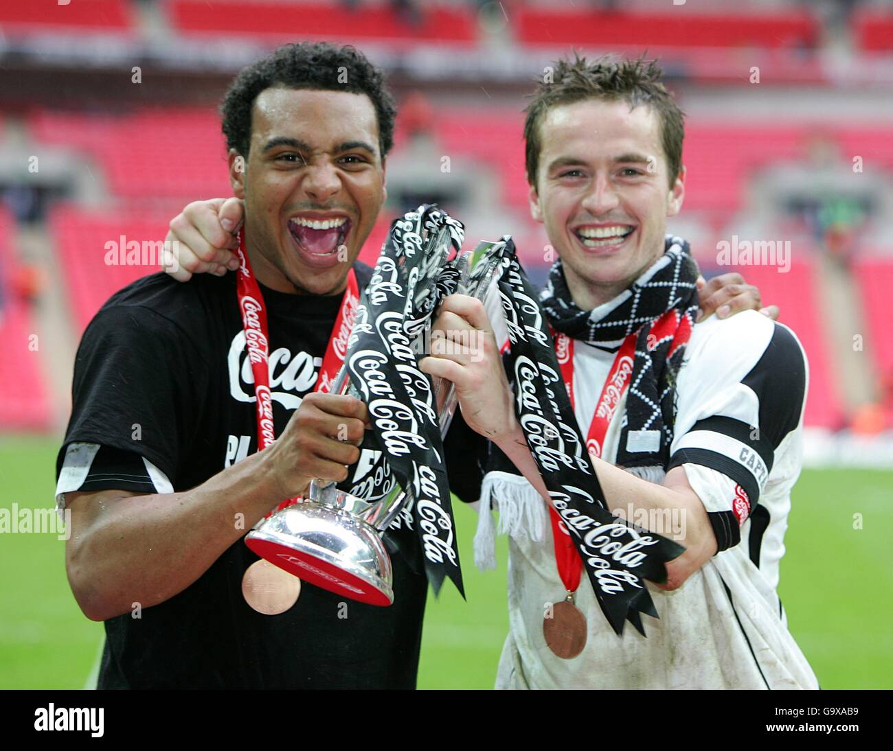 Derby County captain Matt Oakley (right) and Giles Barnes celebrate ...