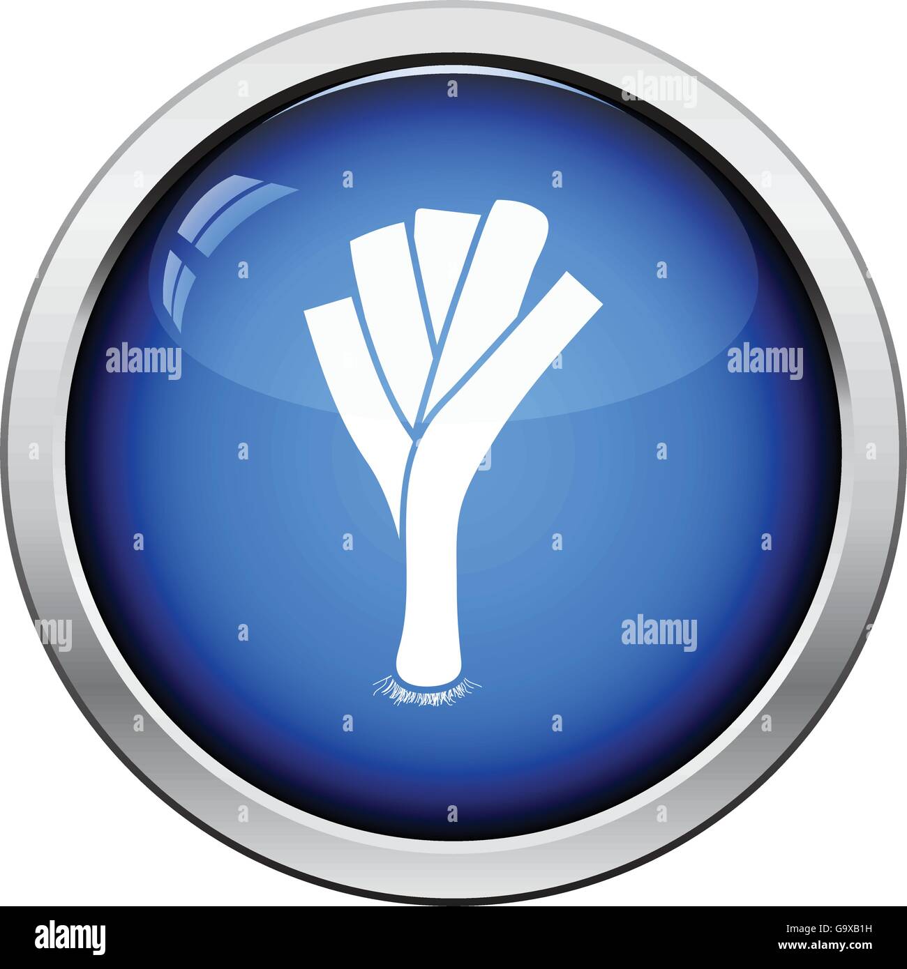 Leek onion icon. Glossy button design. Vector illustration Stock Vector ...