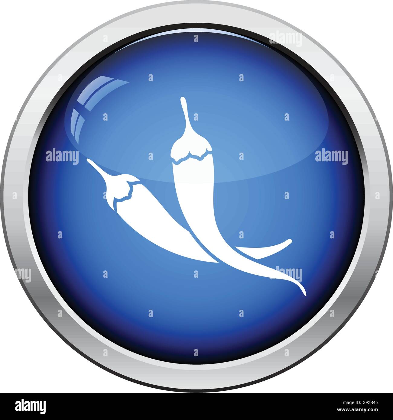 Chili pepper icon. Glossy button design. Vector illustration Stock ...