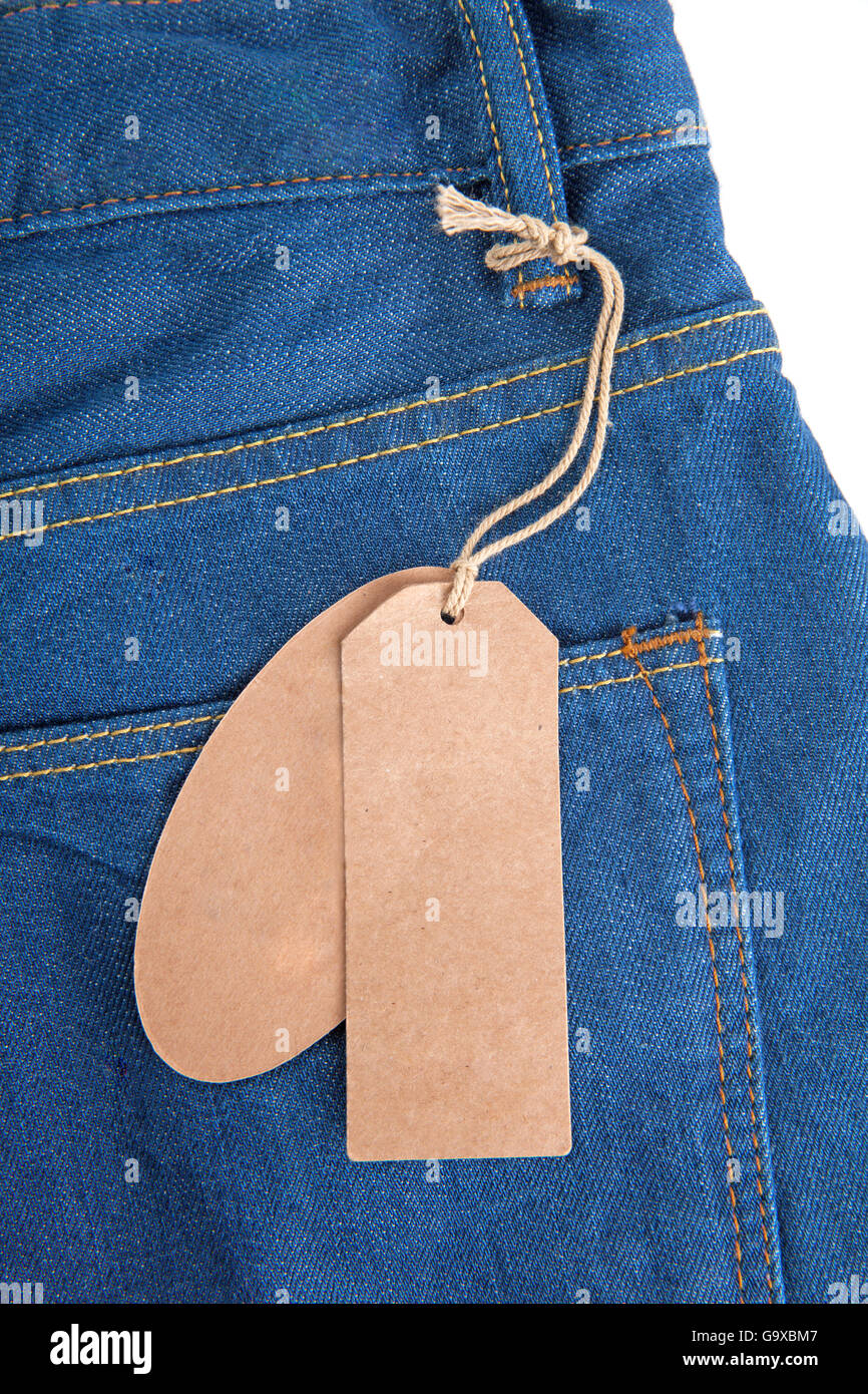 Clean labels on jeans Stock Photo - Alamy