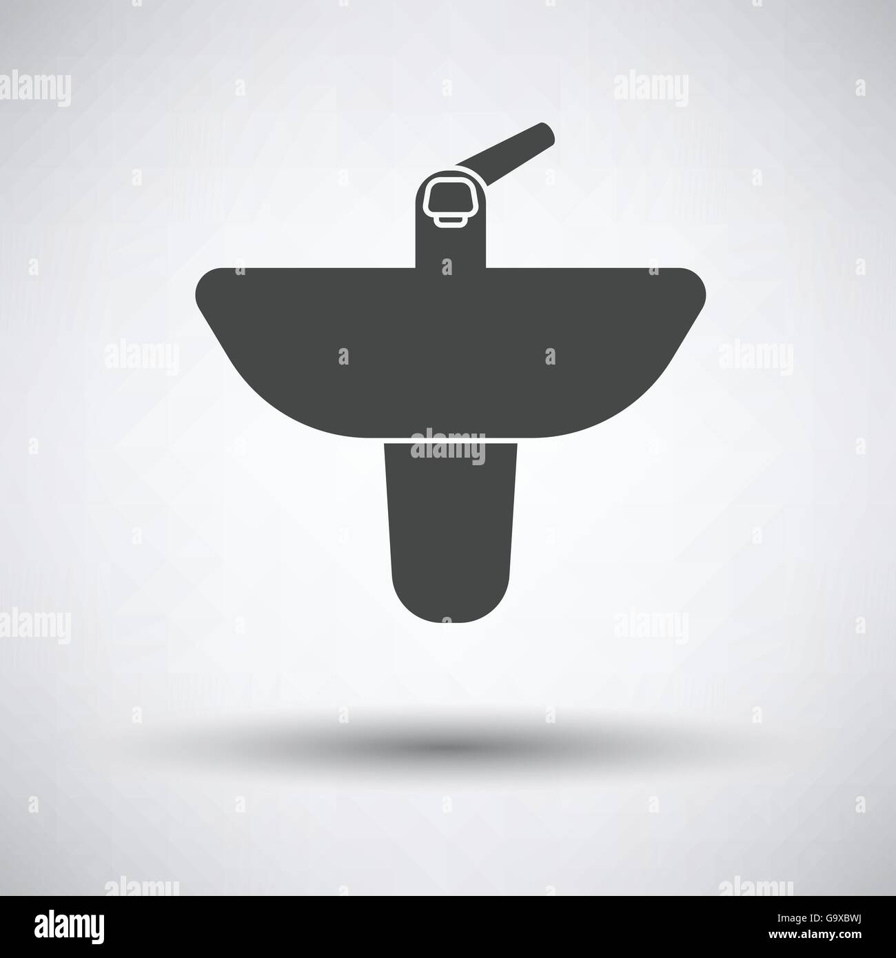 Wash basin icon on gray background, round shadow. Vector illustration ...