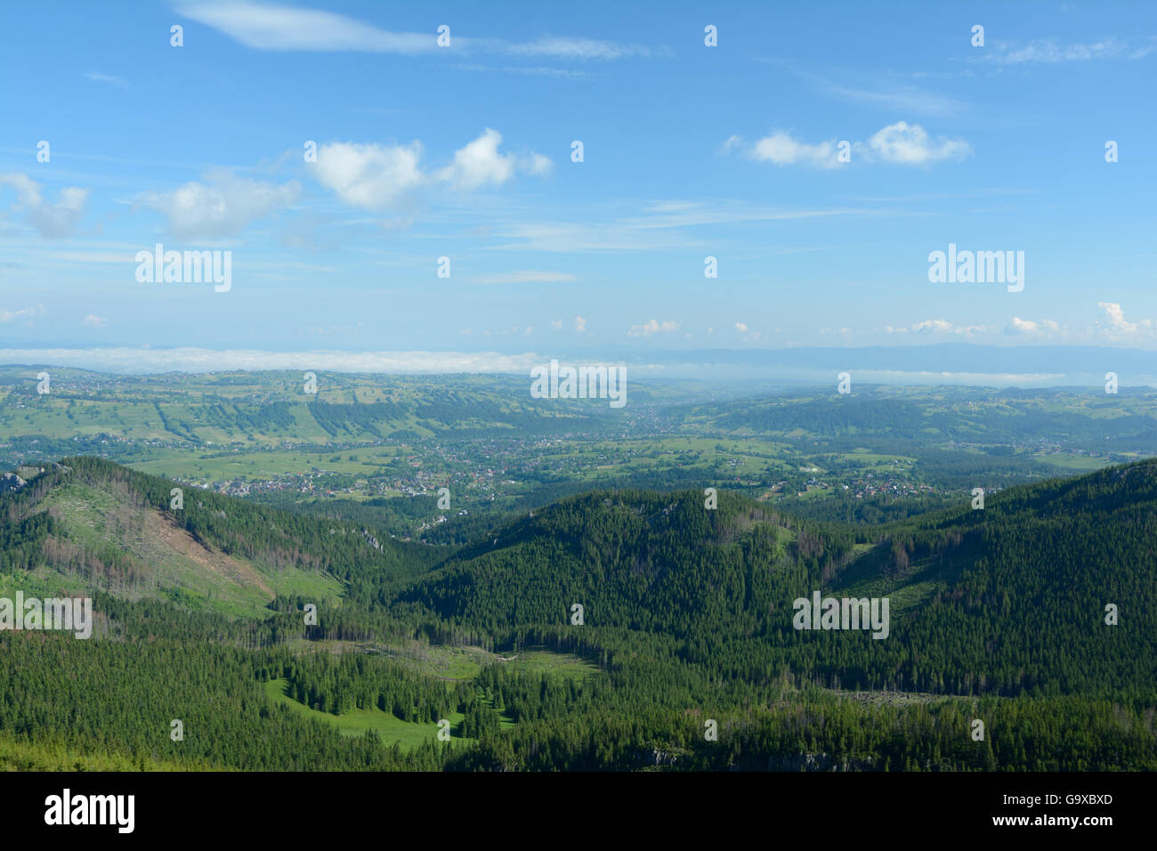 View towards Zakopane and Poronin from trail to Gasienicowa valley in ...