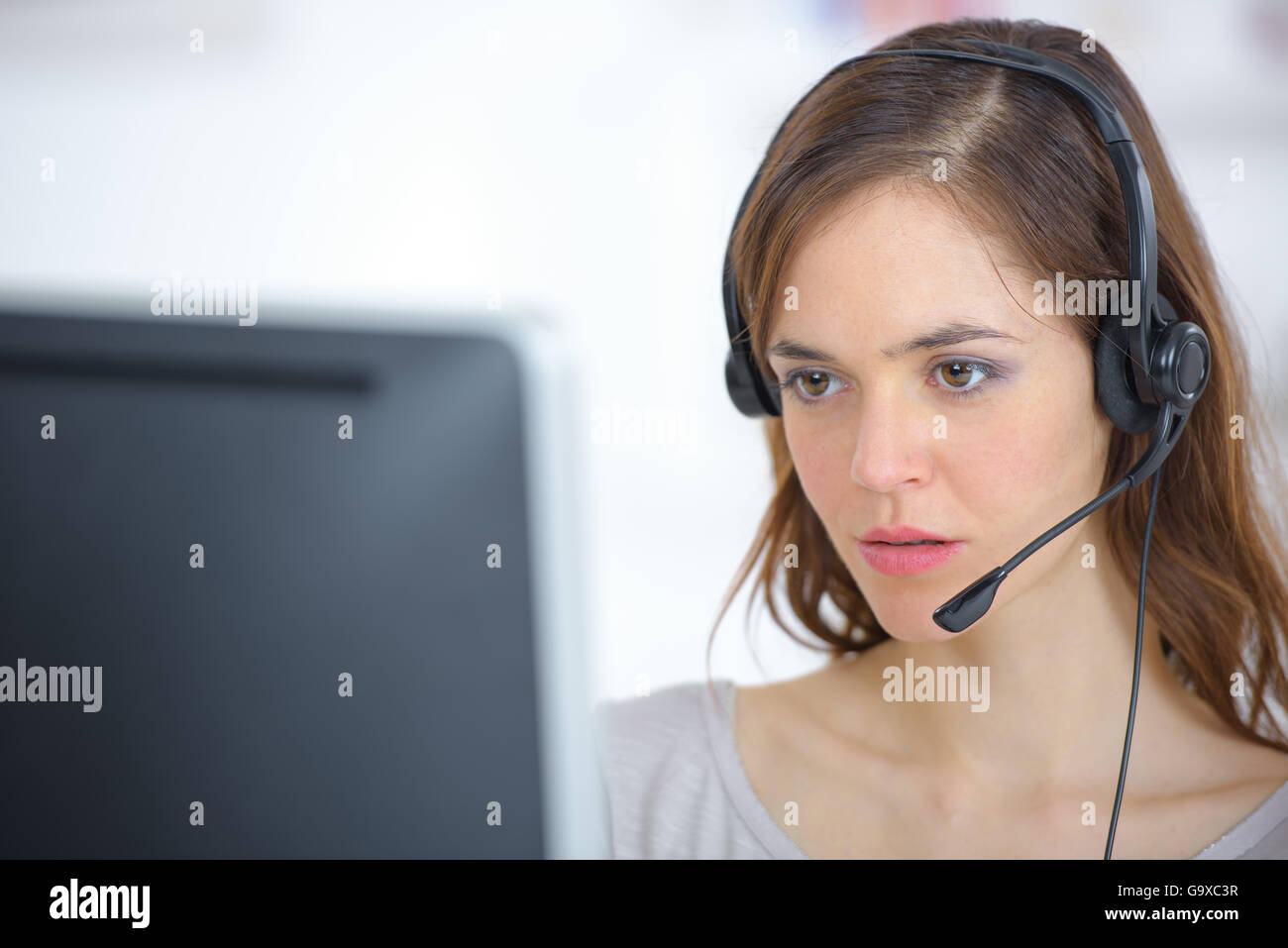 Call centre worker Stock Photo - Alamy