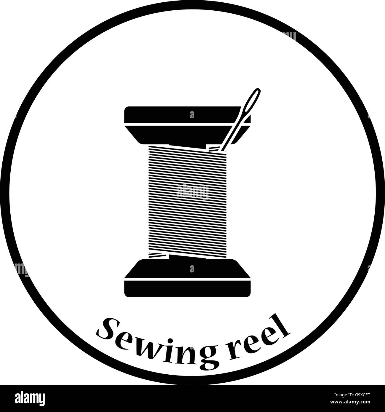 Cotton reel and needle Black and White Stock Photos & Images - Alamy