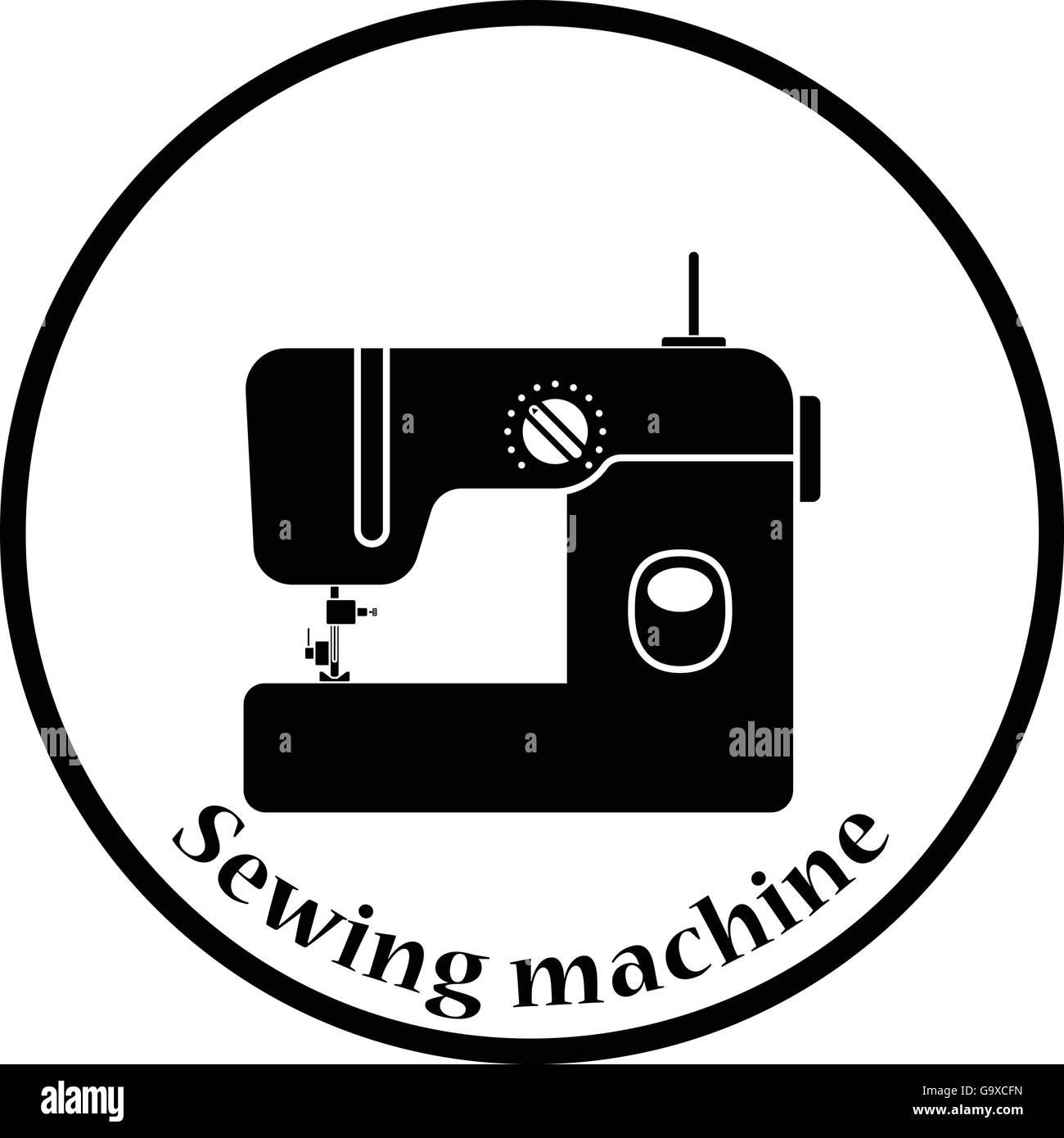 Modern Sewing Machine Icon Thin Circle Design Vector Illustration