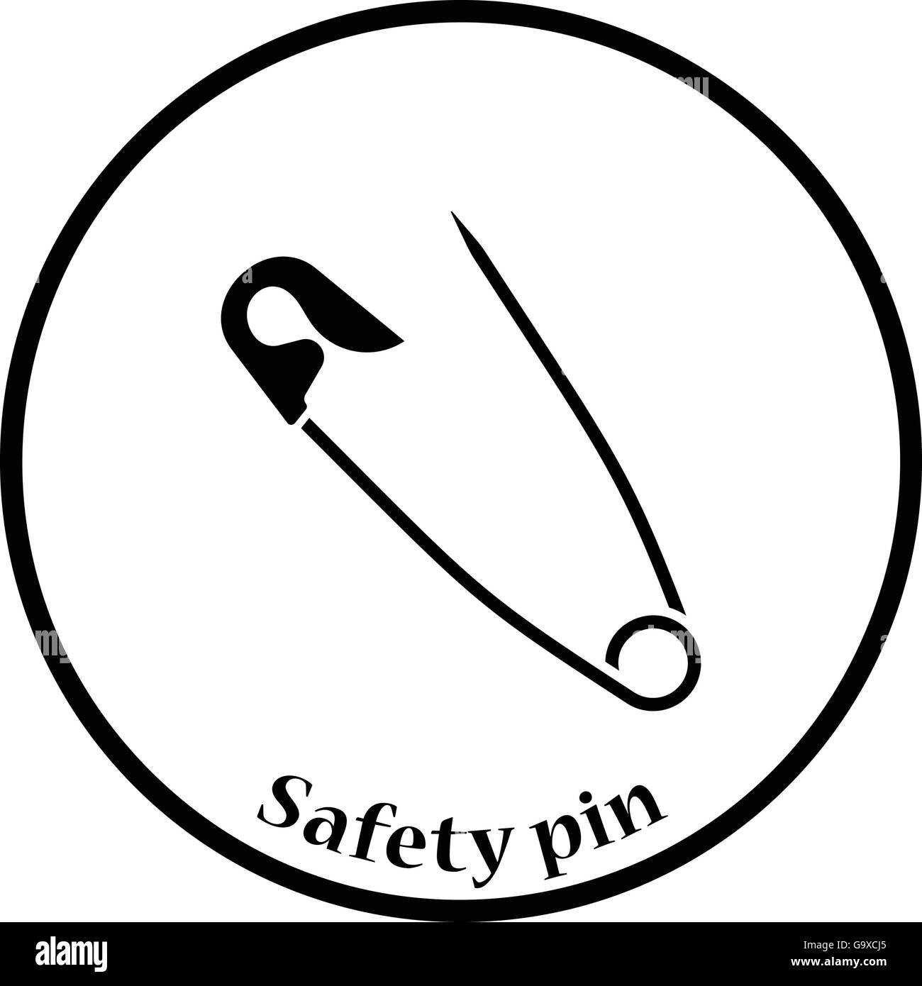 Tailor safety pin icon. Thin circle design. Vector illustration Stock ...