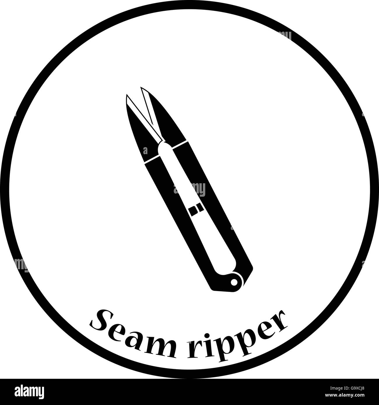 Seam ripper icon. Thin circle design. Vector illustration Stock Vector ...