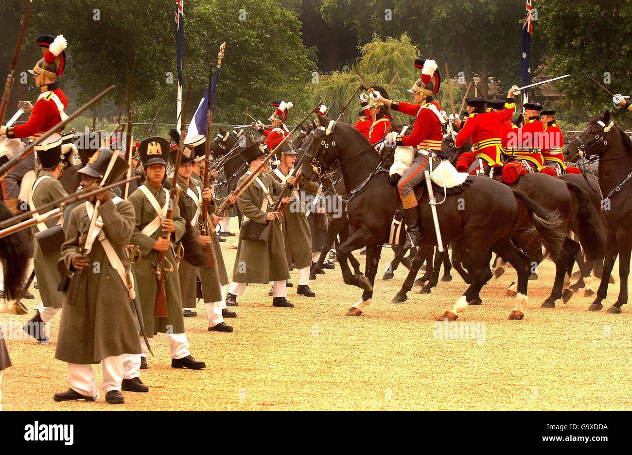 Full length soldier sword fighting rehearsal uniform england uig ...