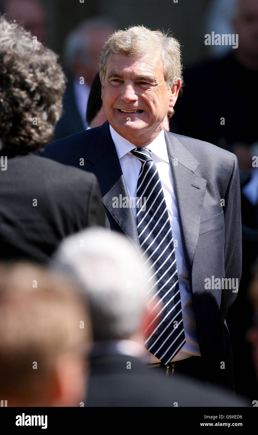 Sir Trevor Brooking arrives for the funeral of Alan Ball at Winchester ...
