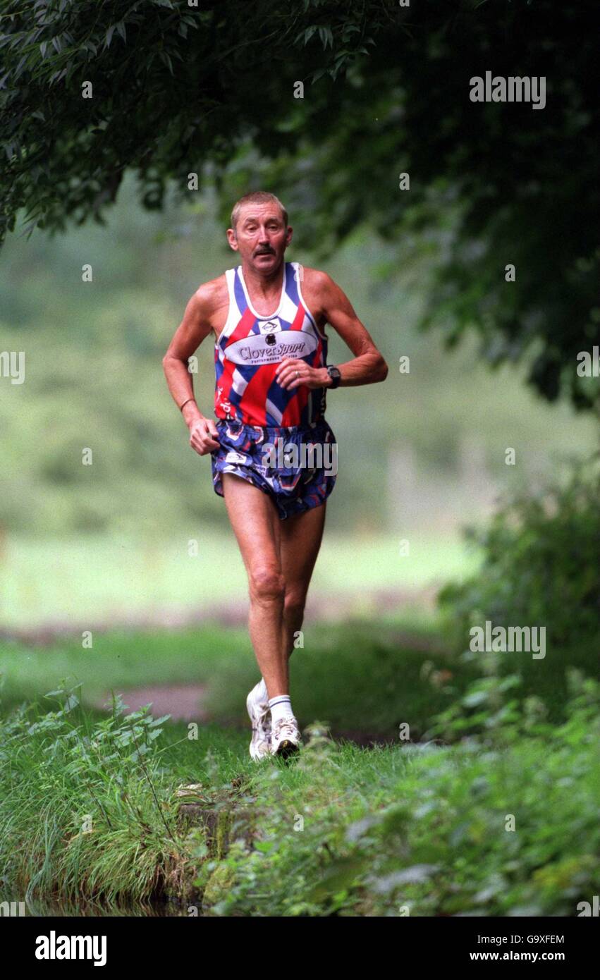 Ron Hill, who has run every day since December 1964 (a world record), on his daily run Stock ...