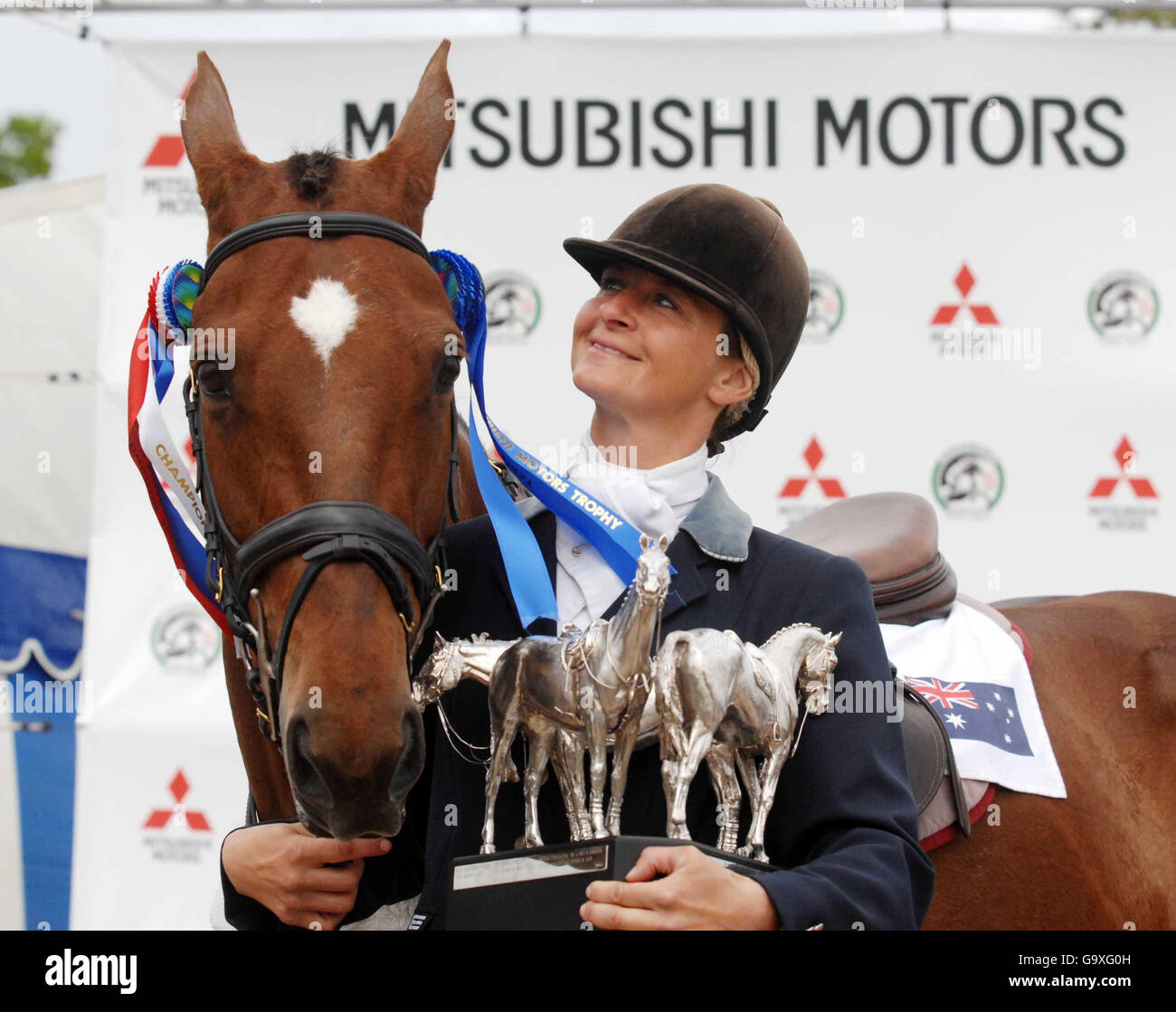 Lucinda Fredericks with Headley Britannia and the trophy after they had won during the ...