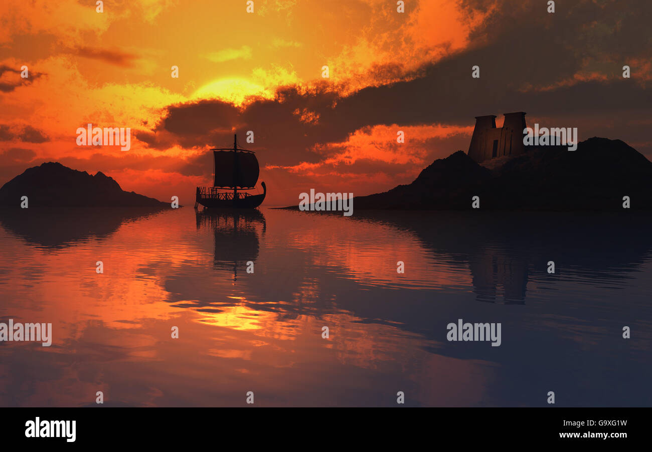 Ancient Egyptian Nile Scene Stock Photo - Alamy