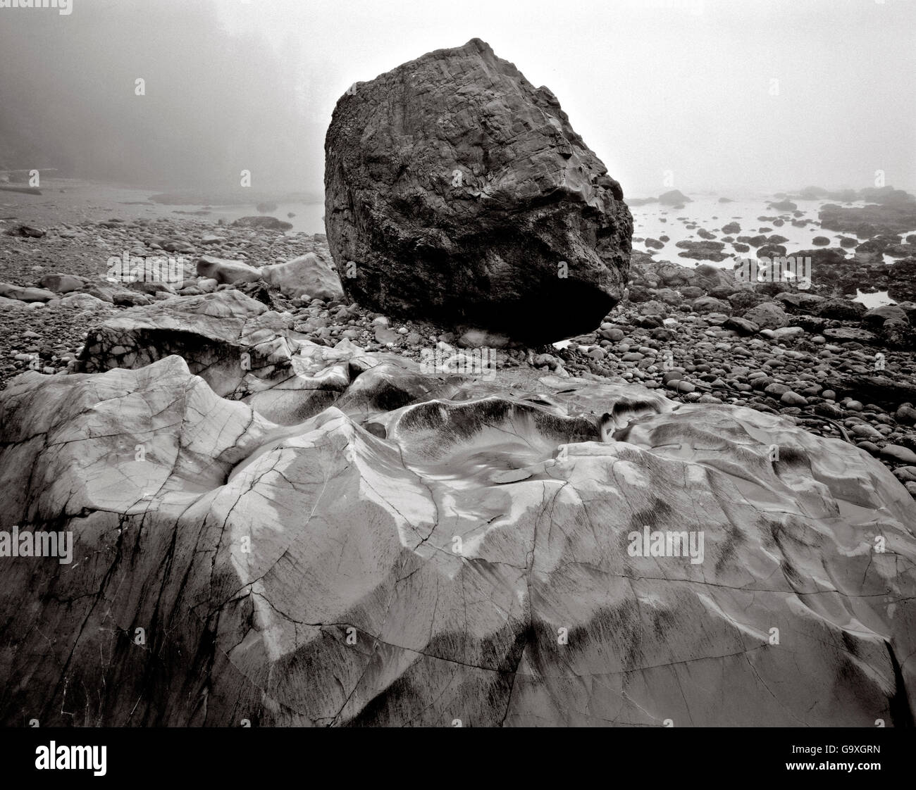 Large boulder on the beach at Point-Of-The-Arches in Olympic National ...