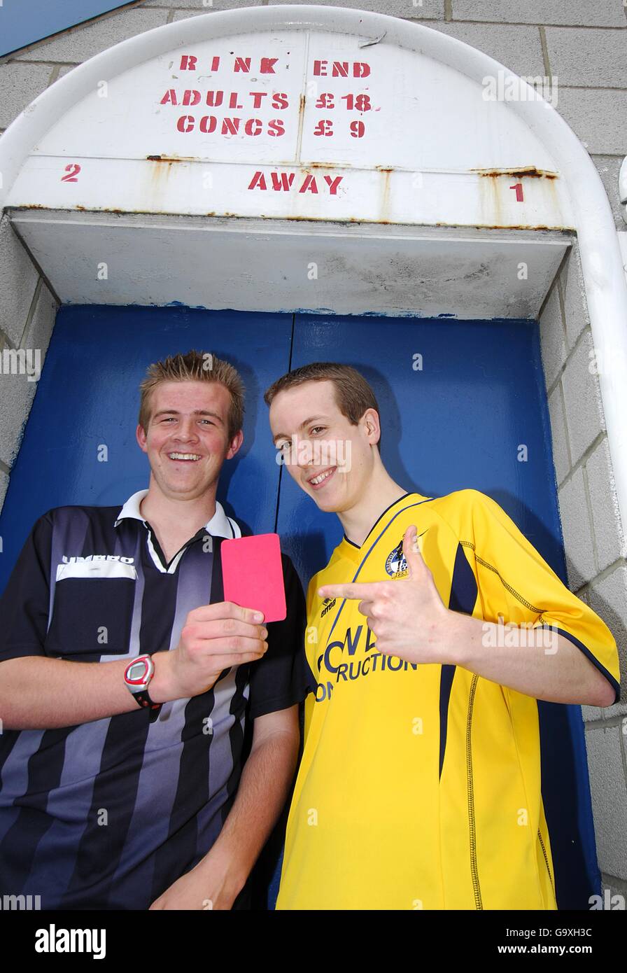 A fans arrives at the ticket office with his friend dressed as a ...