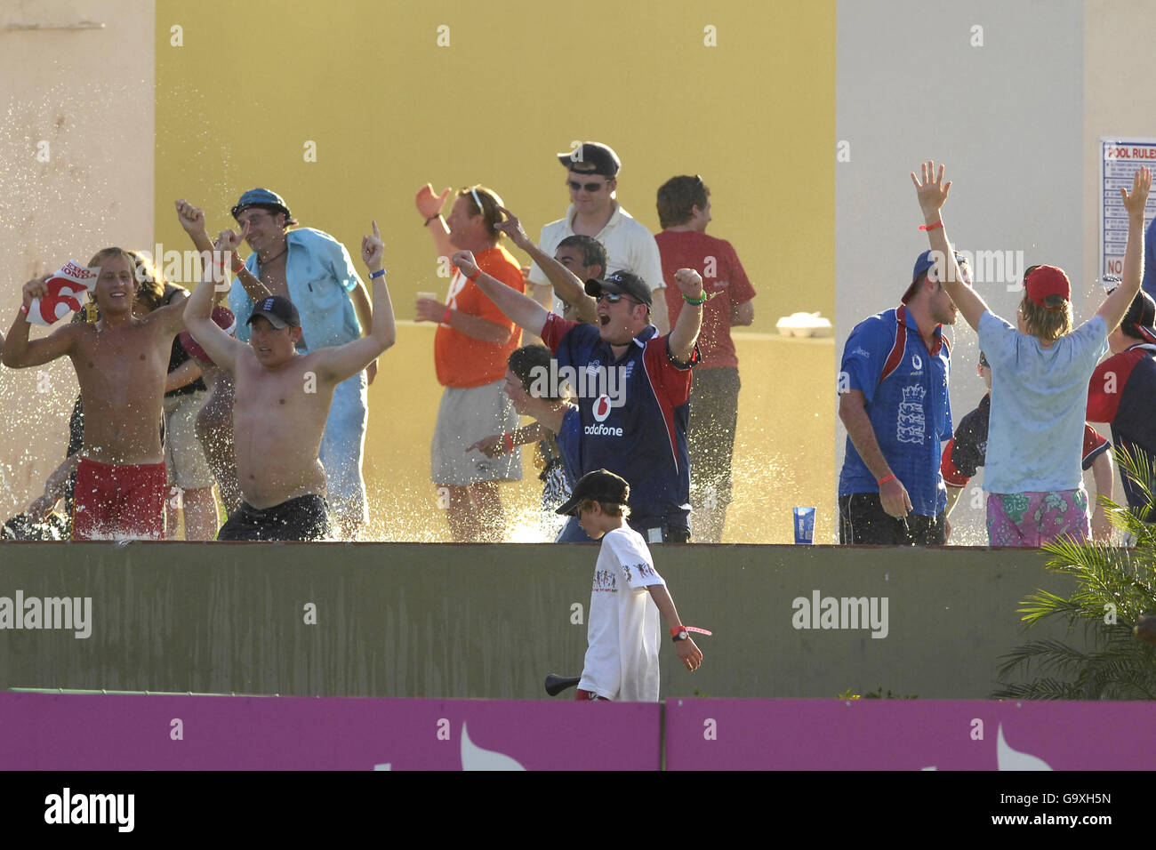 England fans enjoying themselves in the pitchside pool Stock Photo - Alamy