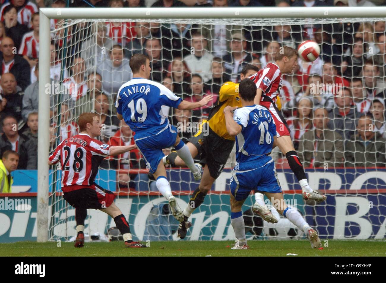 Sheffield United's Jonathan Stead (far right) scores the second goal of ...