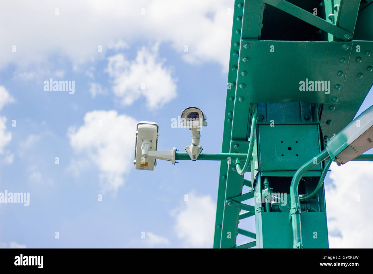 CCTV security on the green bridge Stock Photo - Alamy