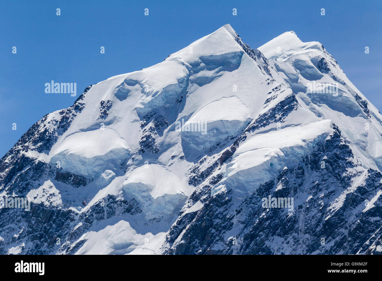 Summit of Aoraki / Mount Cook, as seen from the south at Aoraki / Mount ...