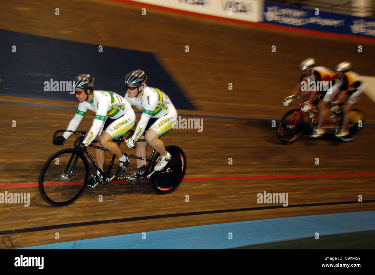 (L-R) Australia's Benjamin Holmes and Benjamin Macfie lead on the way ...