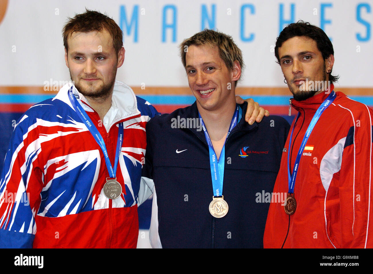 (L-R) Great Britain's James Crisp, USA's Jarrett Perry and Spain's ...