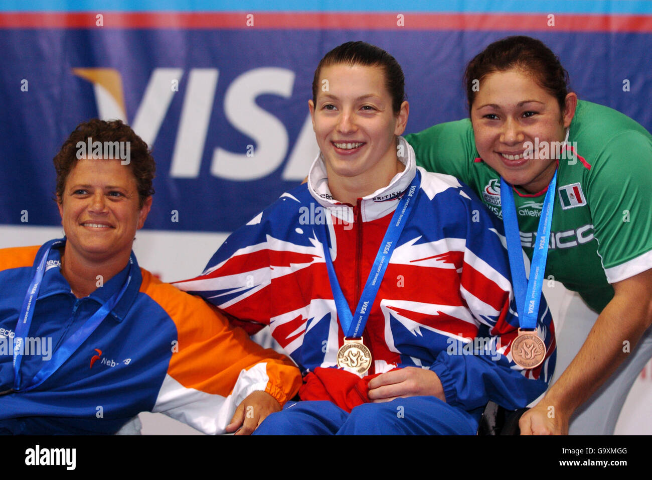 (L-R) The Netherlands' Mirjam De koning, Great Britain's Nyree Lewis ...