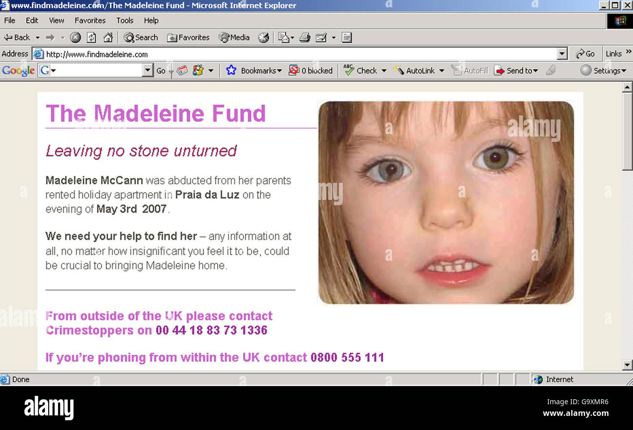 Find madeleine mccann hi-res stock photography and images - Alamy