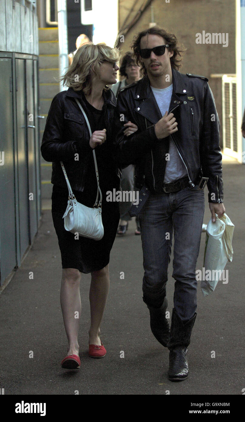 Kirsten Dunst and Johnny Borrell attend Lords cricket ground to watch ...