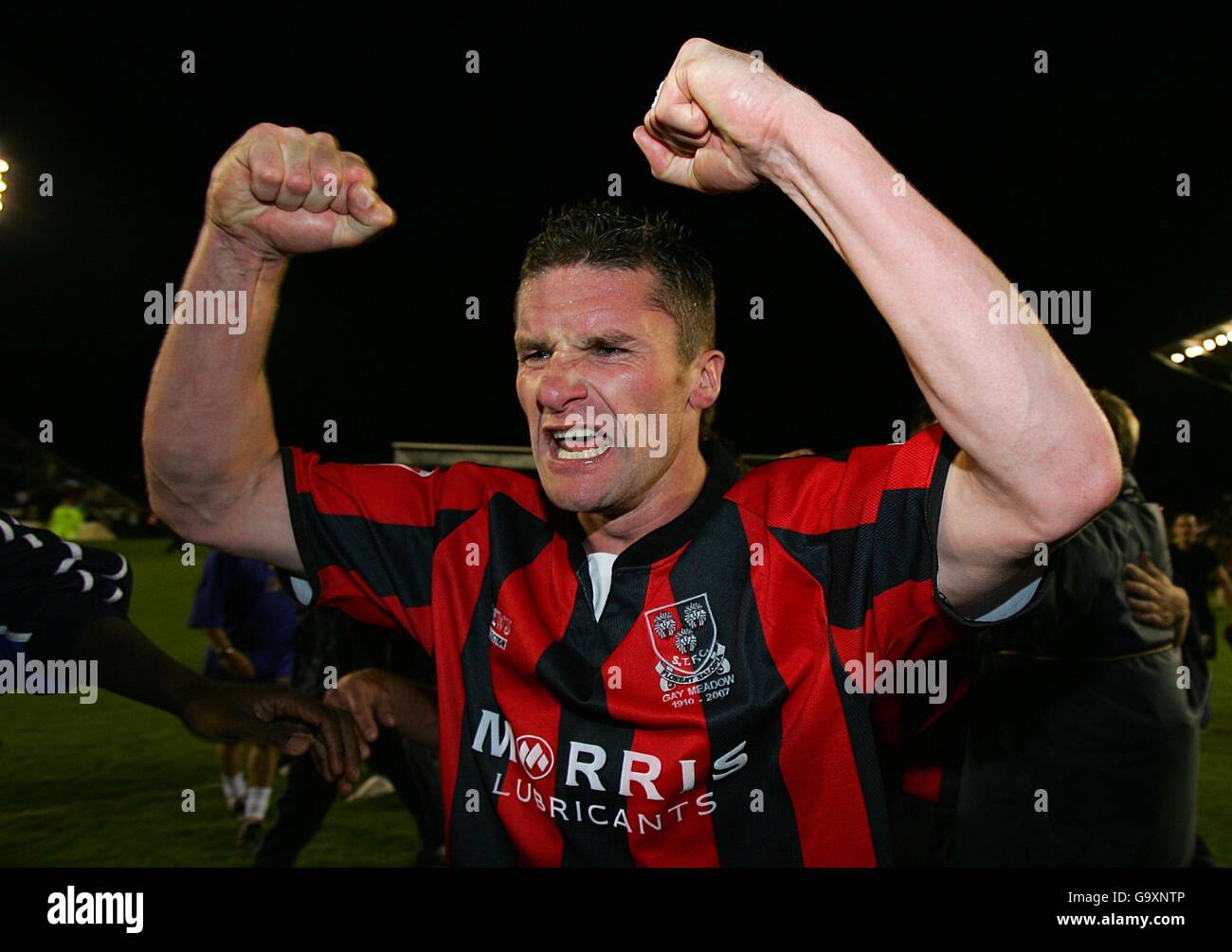 Shrewsbury towns andrew cooke celebrates victory hi-res stock ...
