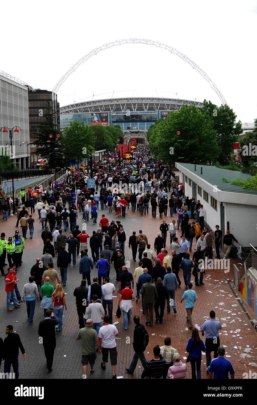 A general view of Chelsea and Manchester United fans walking up Wembley ...