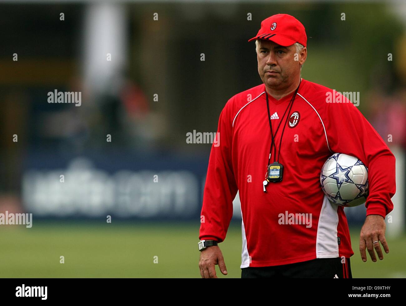 AC Milan's manager Carlo Ancelotti during a training sessions at the ...