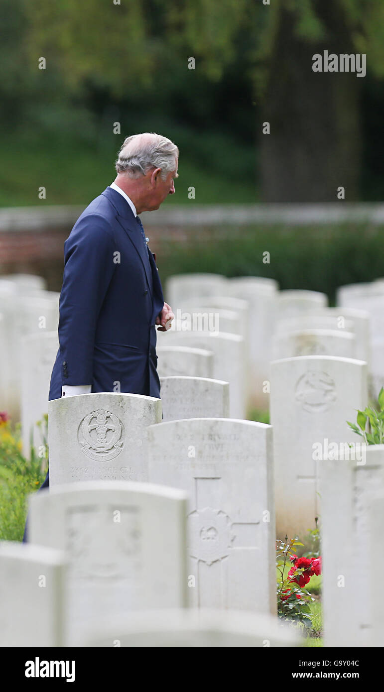 The Prince of Wales at Carnoy Military Cemetery in Carnoy, France ...