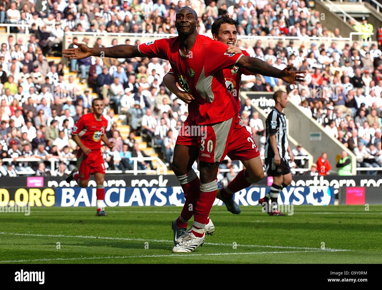Blackburn Rovers' Jason Roberts celebrates scoring the second goal ...