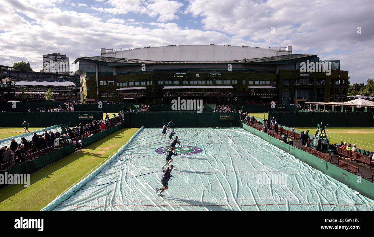 on day Five of the Wimbledon Championships at the All England Lawn ...