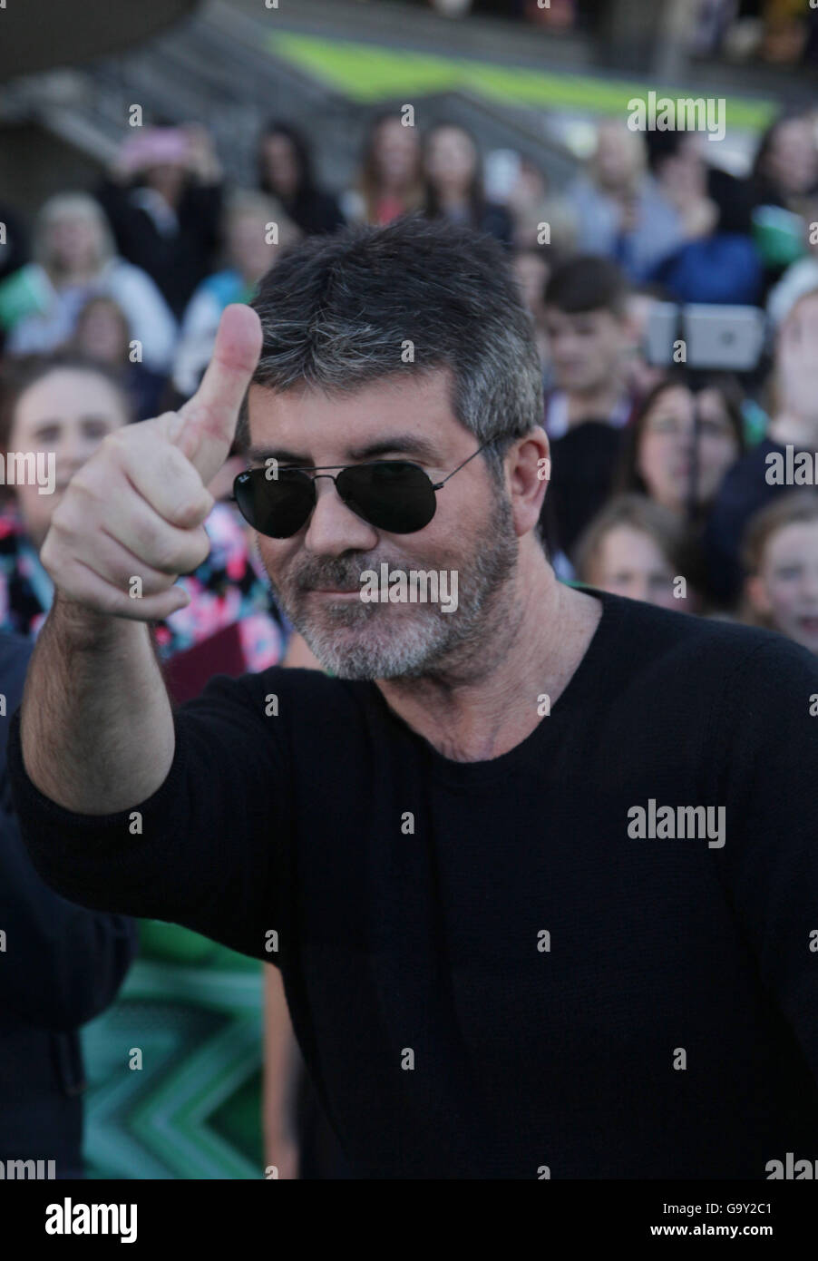 Simon cowell arrives at croke park in dublin hi-res stock photography ...