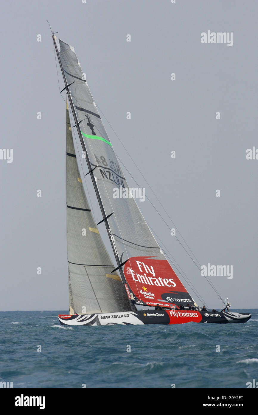 British Olympic sailing gold medallist Ben Ainslie at the wheel of the ...